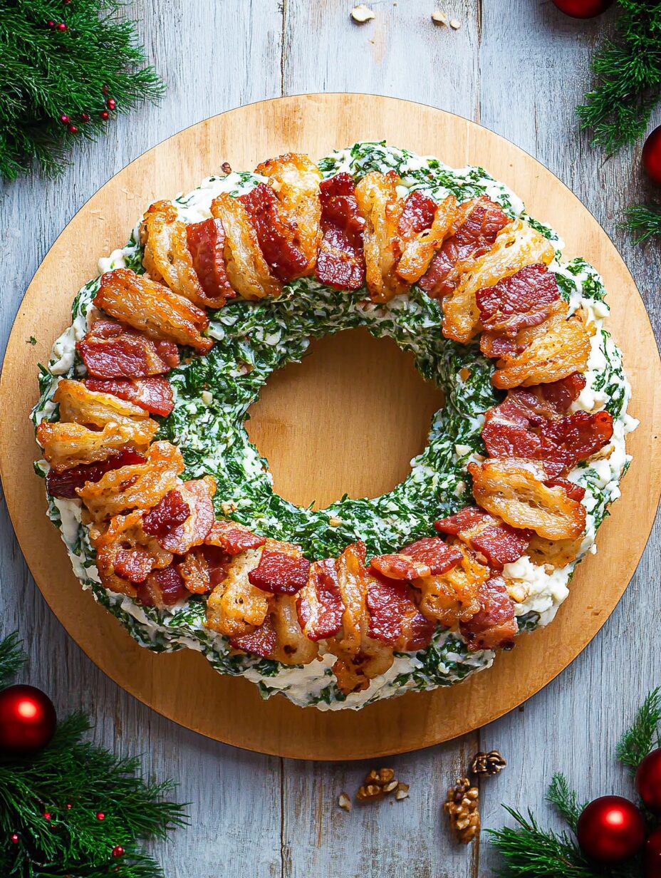 Bacon Cheese Ball Wreath