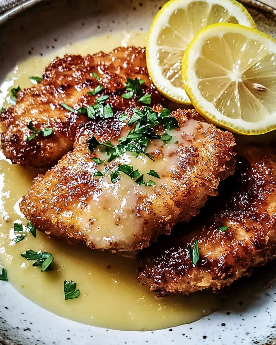 Crunchy Chicken with White Wine Lemon Butter Sauce