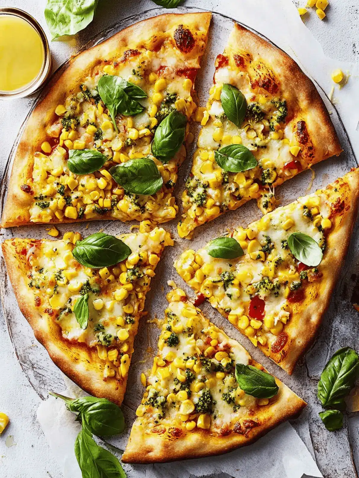 Irresistible Sweet Corn Pizza with Creamy Ricotta and Pesto
